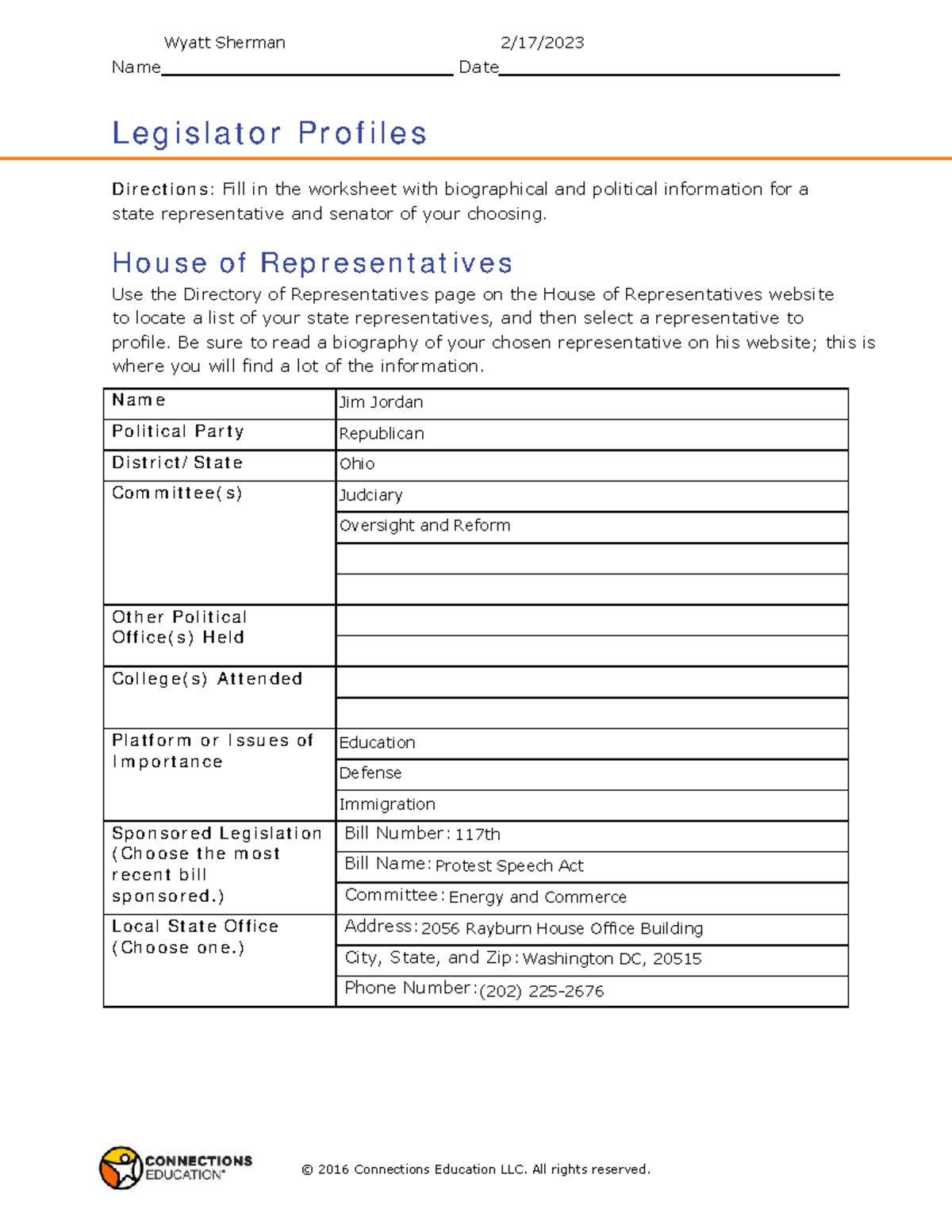 Legislator Profiles - ummmmmmmm - Name Date Le gisla t or Pr ofile s D ...