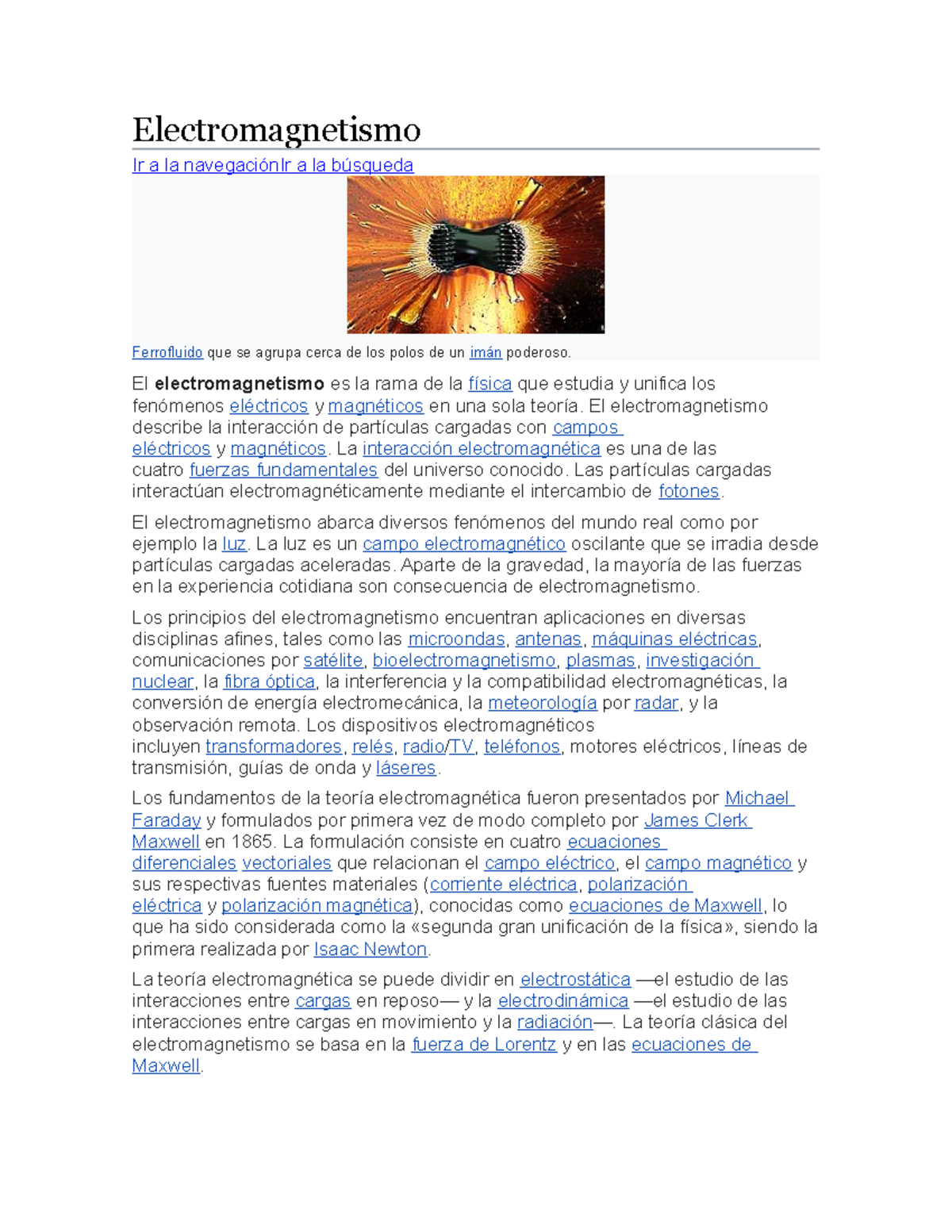 Electromagnetismo - El electromagnetismo es la rama de la física que ...