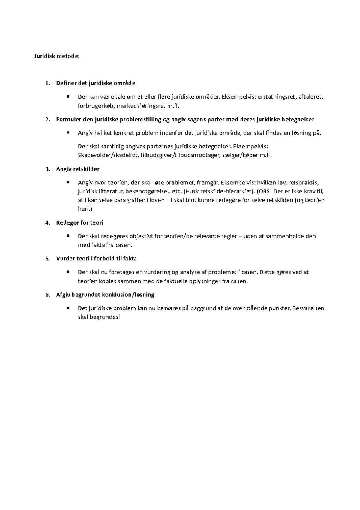 Juridisk metode i punktform - Juridisk metode: Definer det juridiske ...