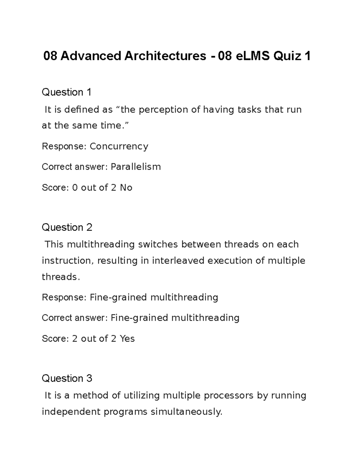 08 Advanced Architectures - 08 e LMS Quiz 1 - ” Response: Concurrency ...