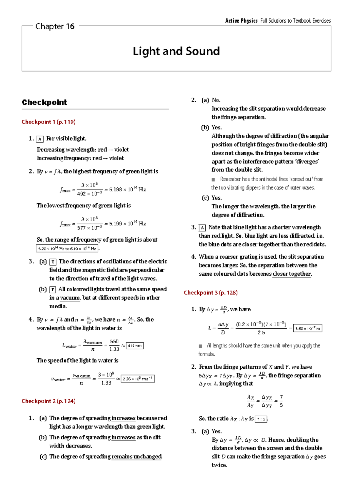 16 Exercise Solutions e - Active Physics Full Solutions to Textbook ...
