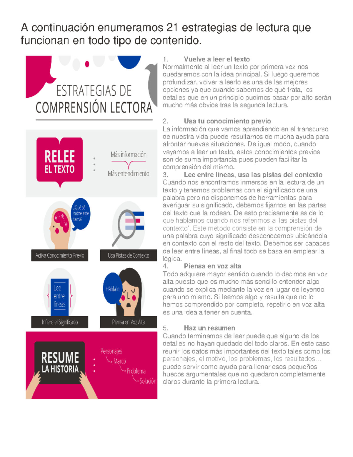 Estrategias de lectura (comprensión lectora) - A continuación ...