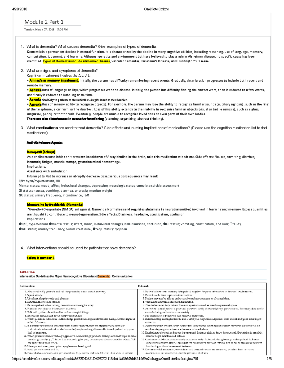 Module 2 Part 1 - Exam review - 4/28/2018 OneNote Online - Studocu