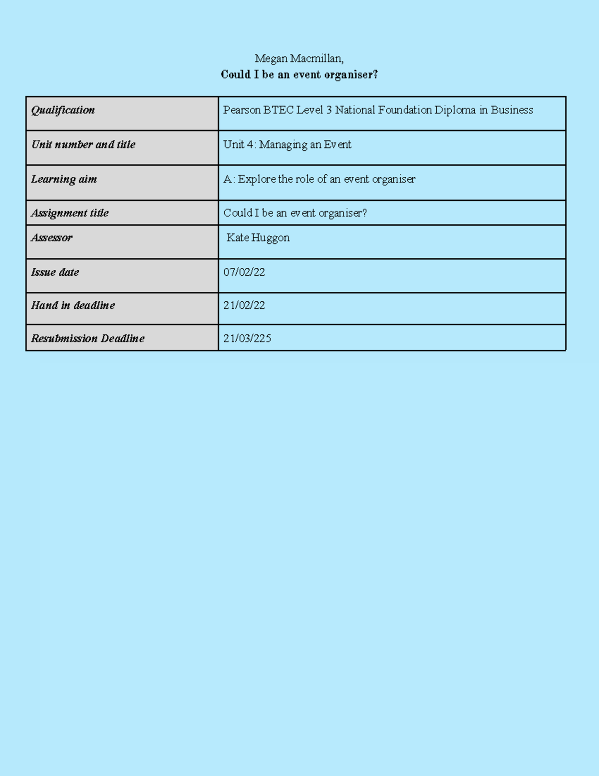 Unit 4 - This report will investigate the role, procedures and skills ...