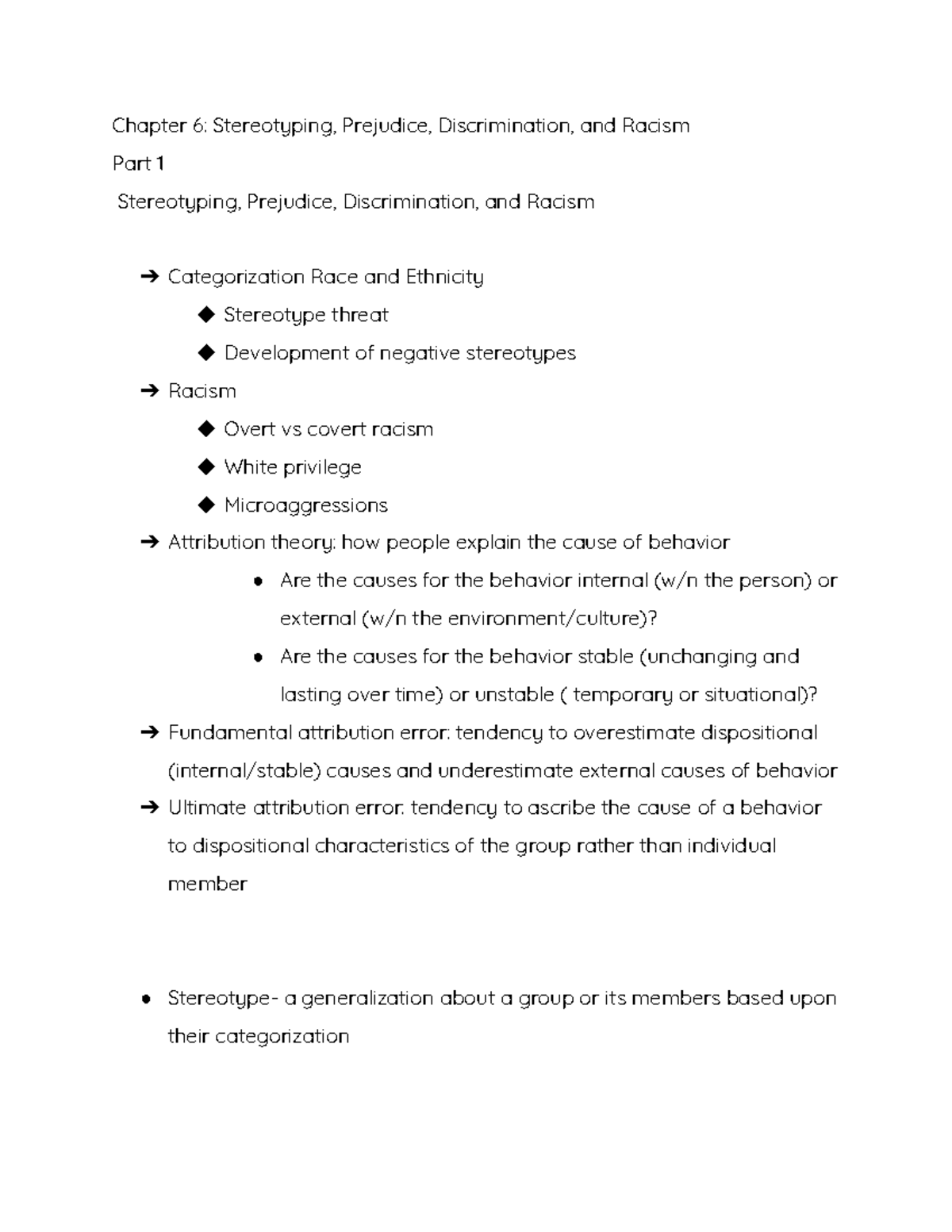 Chapter 6 Stereotyping,Prejudice, Discrimination, and Racism (Part 1 ...