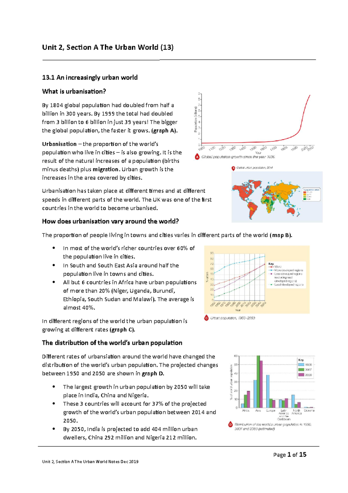GCSE Geography Revision Notes - The Urban World - Dec 2019 - Unit 2 ...