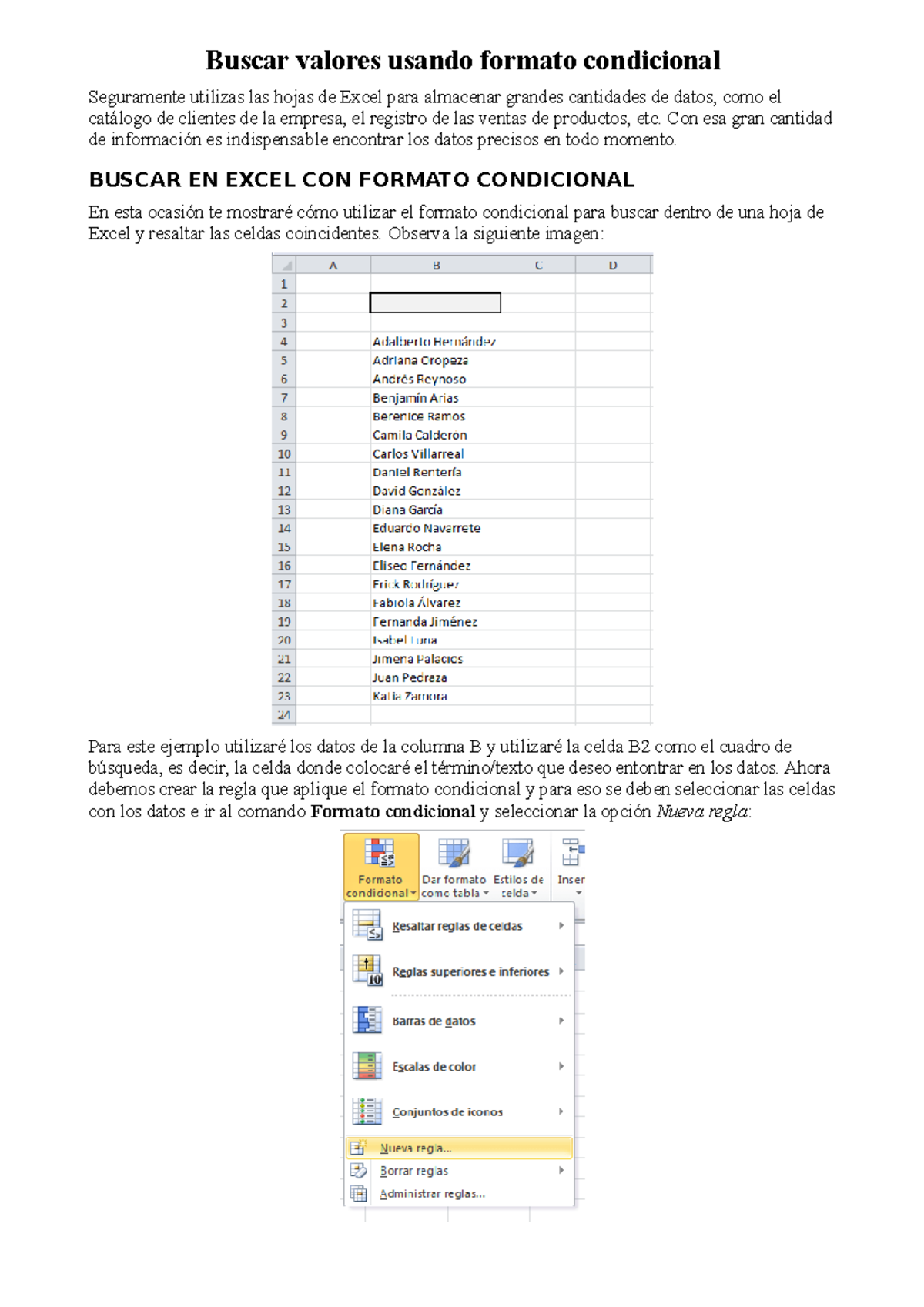 Buscar valores usando formato condicional - Buscar valores usando ...