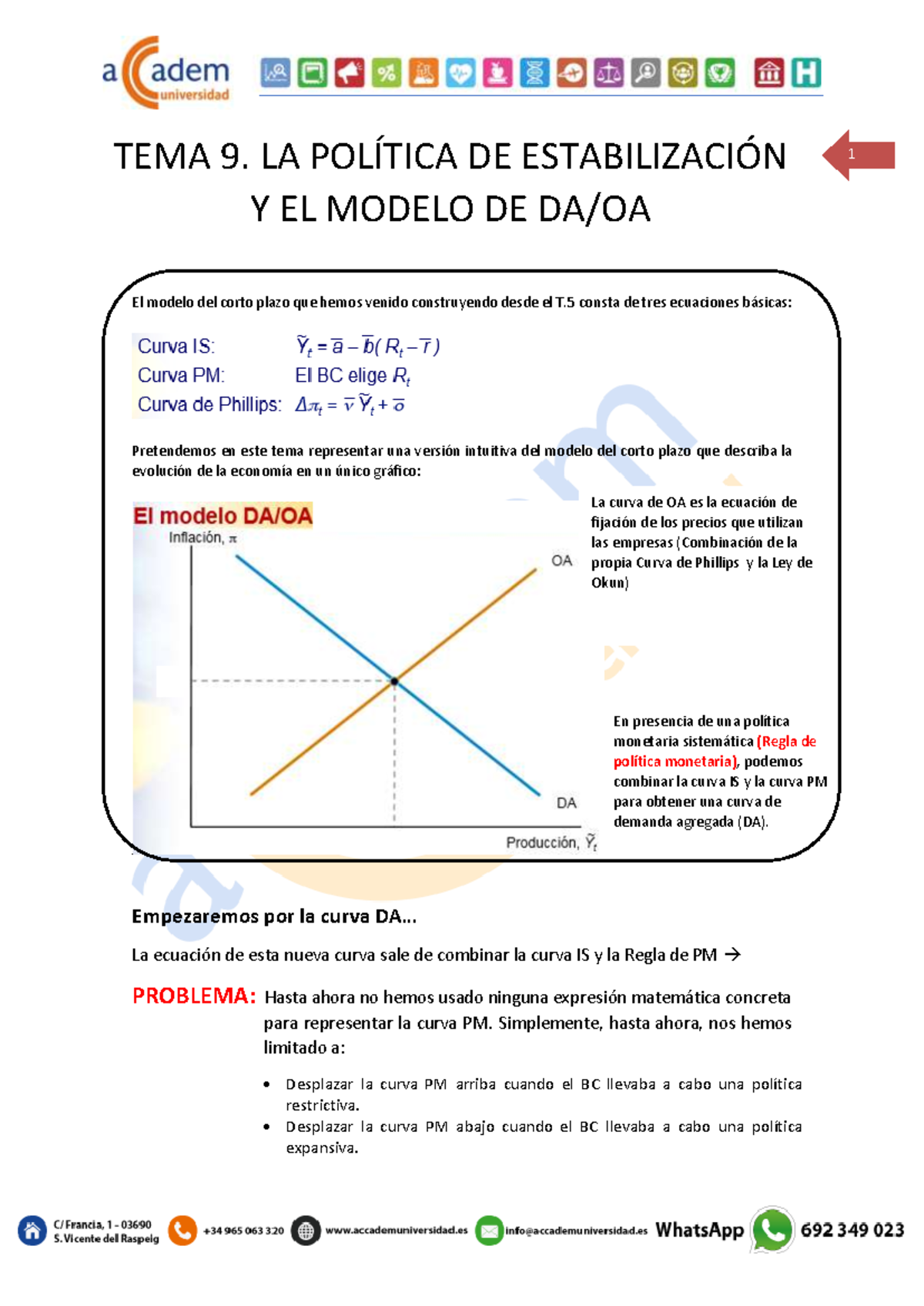 Teoría Tema 9 curso 20-21 - 1 TEMA 9. LA POLÍTICA DE ESTABILIZACIÓN Y ...