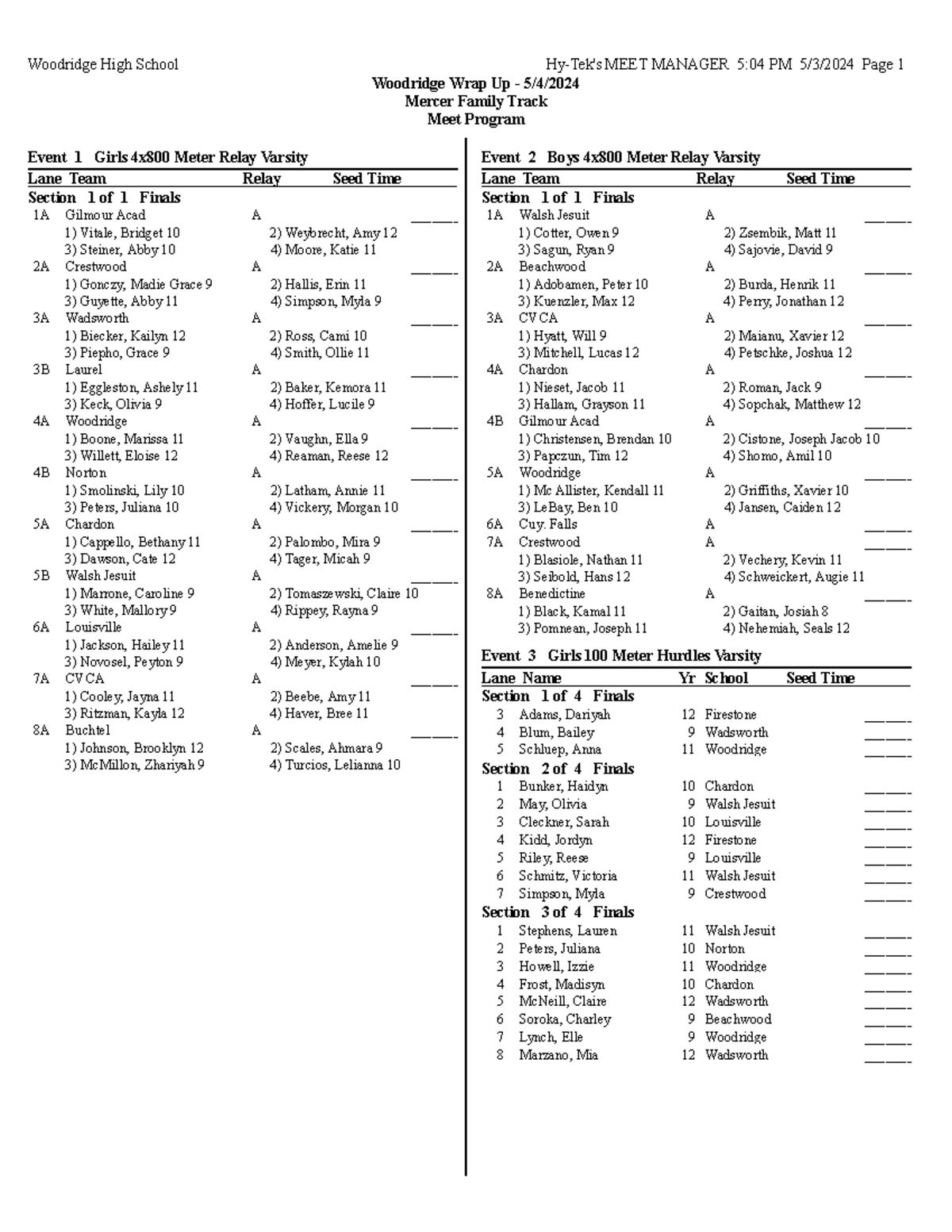Wrap up final program 505pm - Woodridge Wrap Up - 5/4/ Mercer Family ...