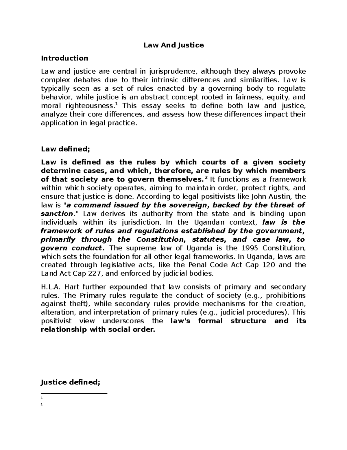 Law & justice - Law And Justice Introduction Law and justice are ...