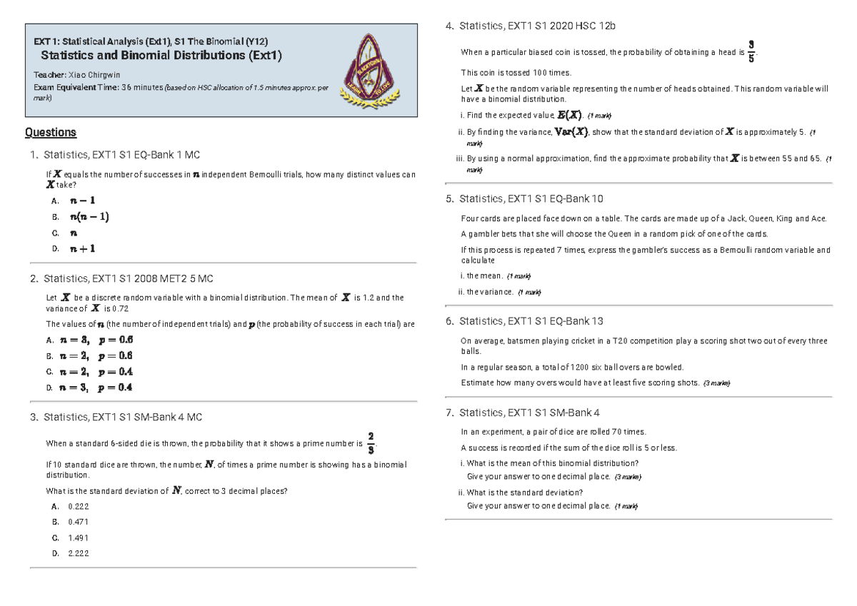 2021 Statistics And Binomial Distribution Exam Style Q A 1 2021-statistics-and-binomial-distribution-exam-style-q-a-1