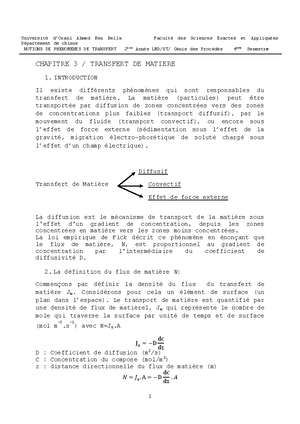 Cours 10: TRANSFERT DE MASSE, DIFFUSION ET TRANSPORT - Chimie ...