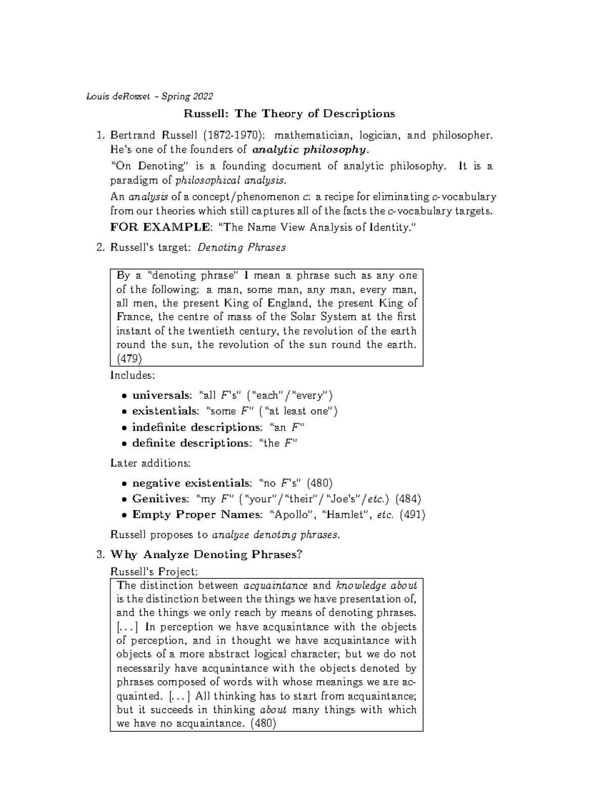 Russell On Denoting - philosophy of language - Russell: The Theory of ...
