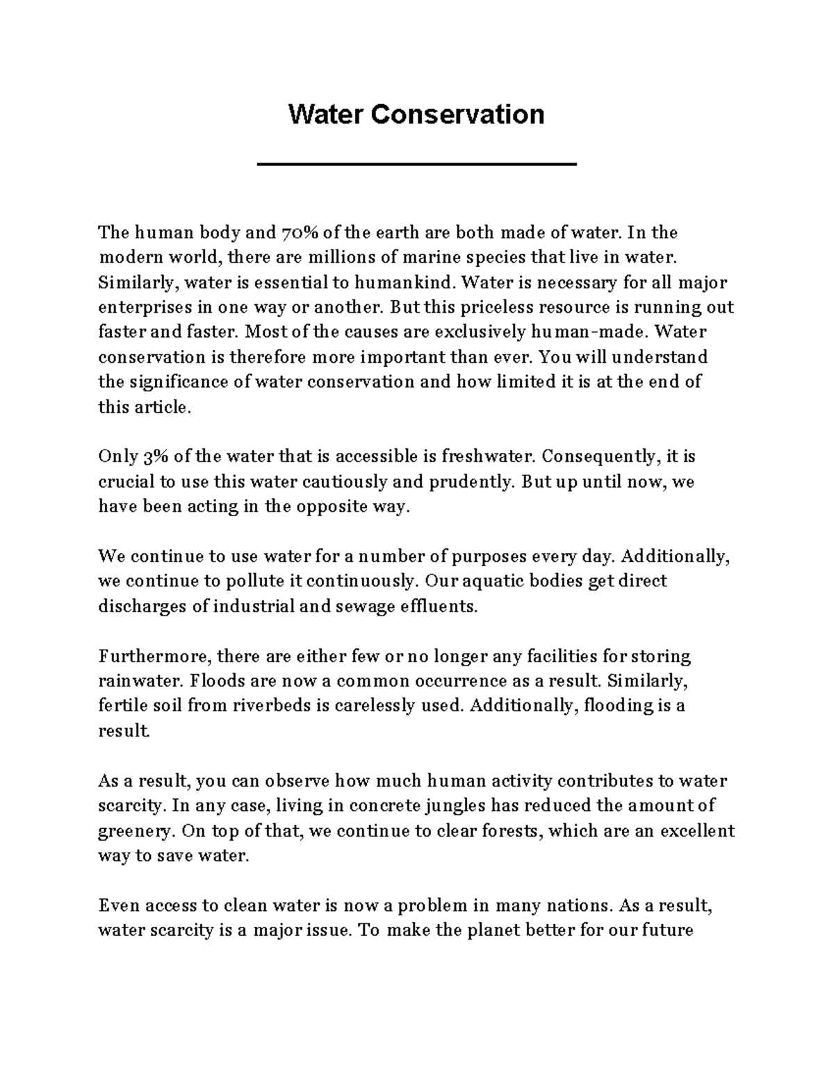 Water Conservation - Google Docs - Water Conservation ...