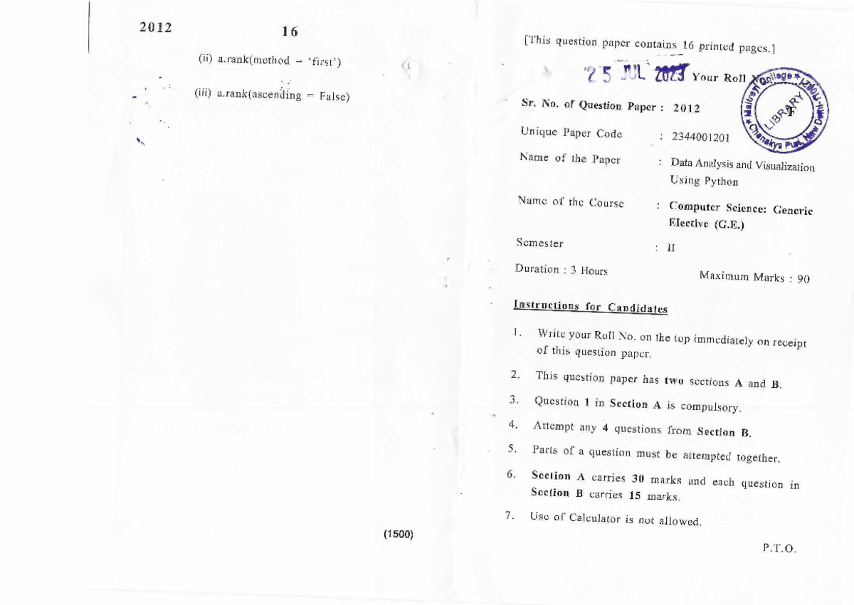 Data Analysis & Visualization Using Python - Studocu