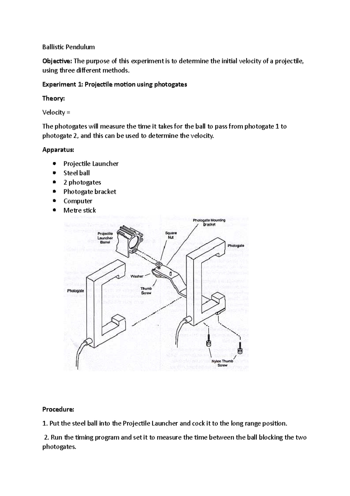 Projectile Launcher With Pendulum