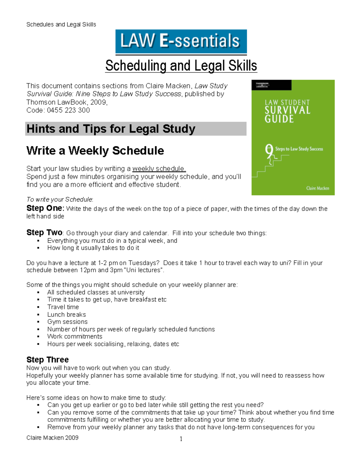 Scheduling-legal-skills - Schedules and Legal Skills Scheduling and ...