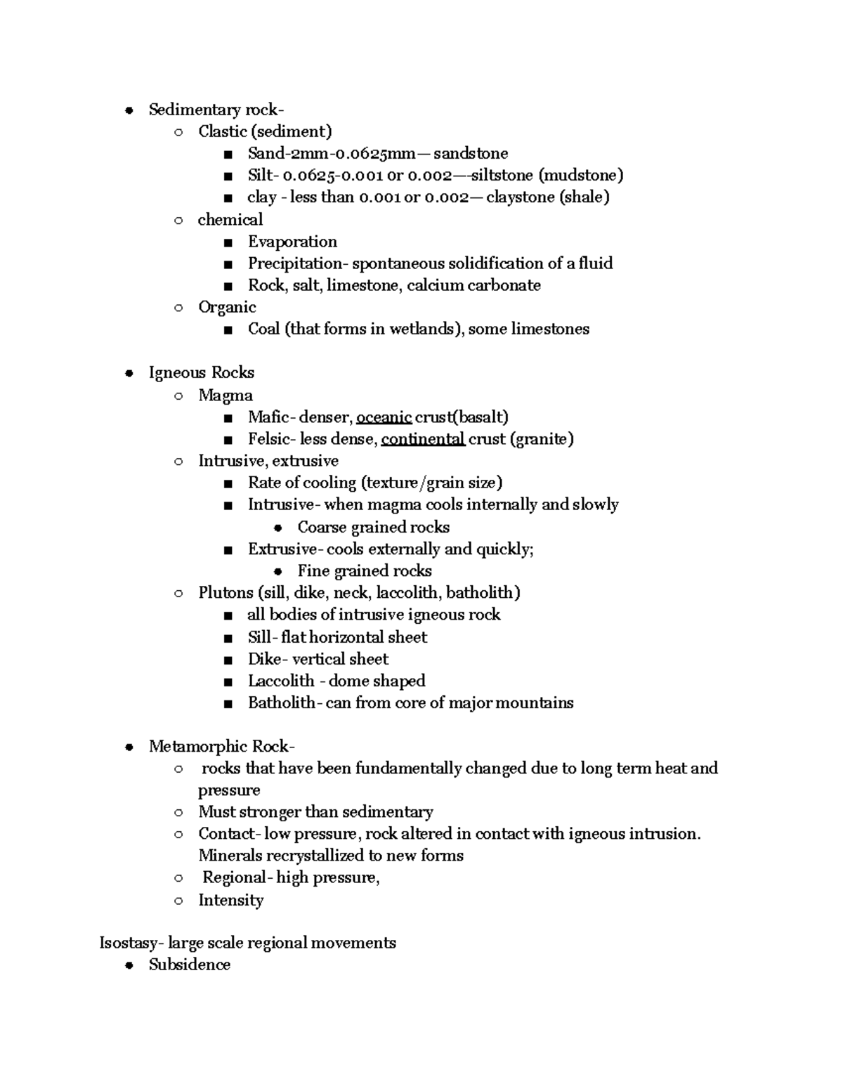 GEOG Lecture 6 - detailed notes from in-person class - Sedimentary rock ...