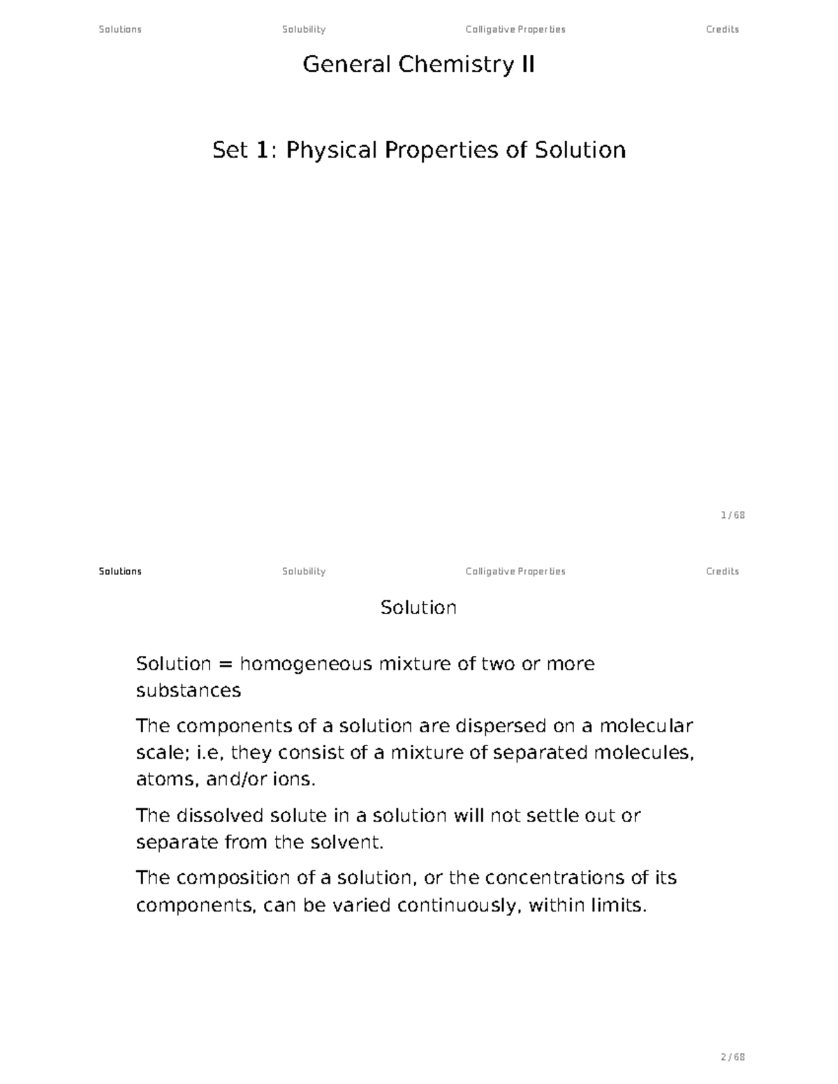 Chapter 12 Notes - General Chemistry II Set 1: Physical Properties of ...
