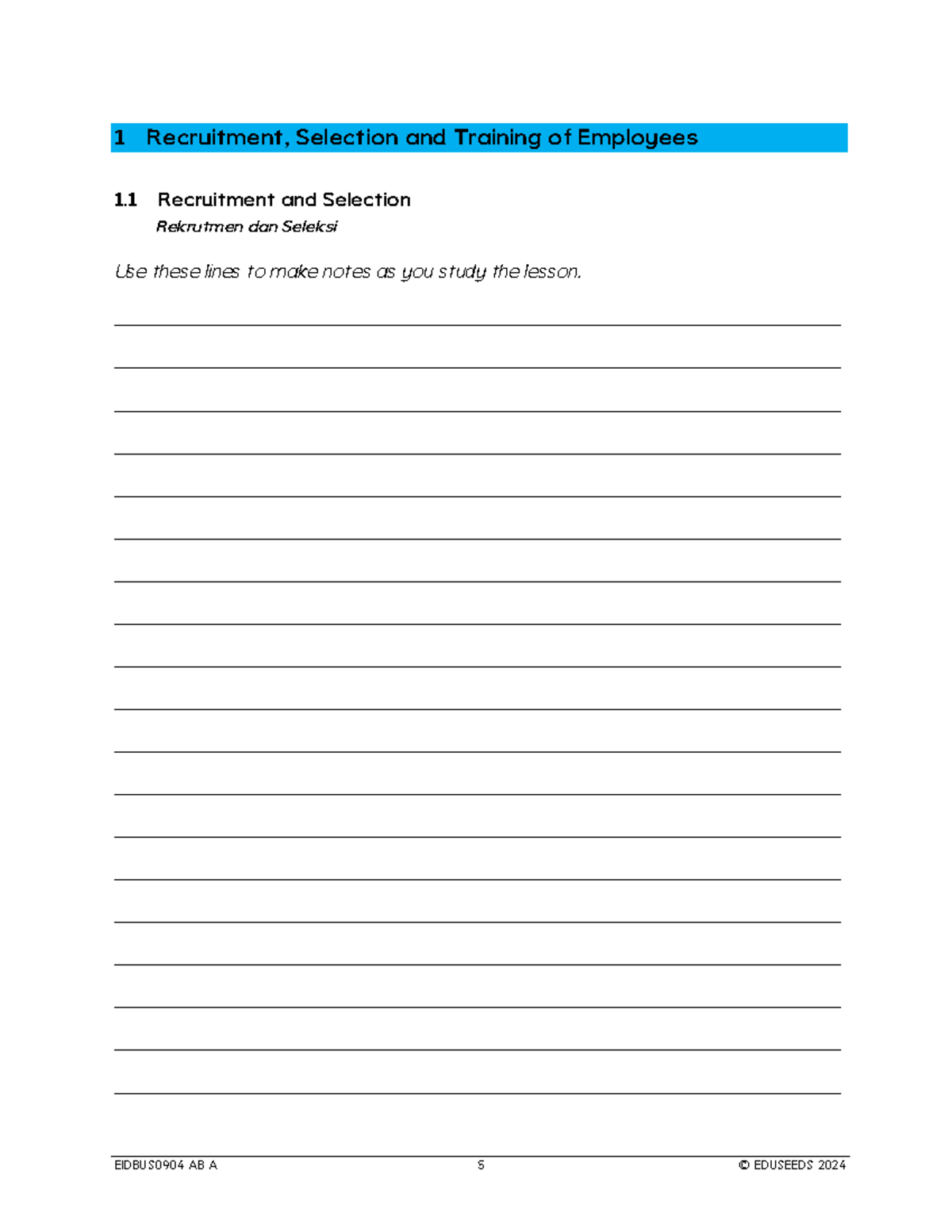 Busines studies review exercise - training & recruitment - 1 ...