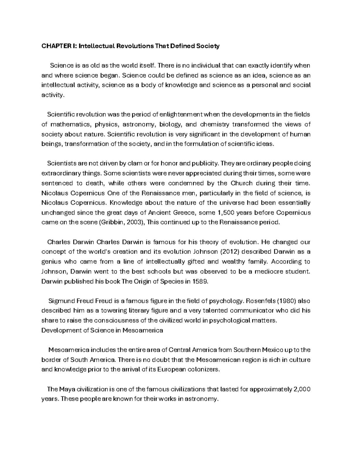 STS summary - CHAPTER I: Intellectual Revolutions That Defined Society ...