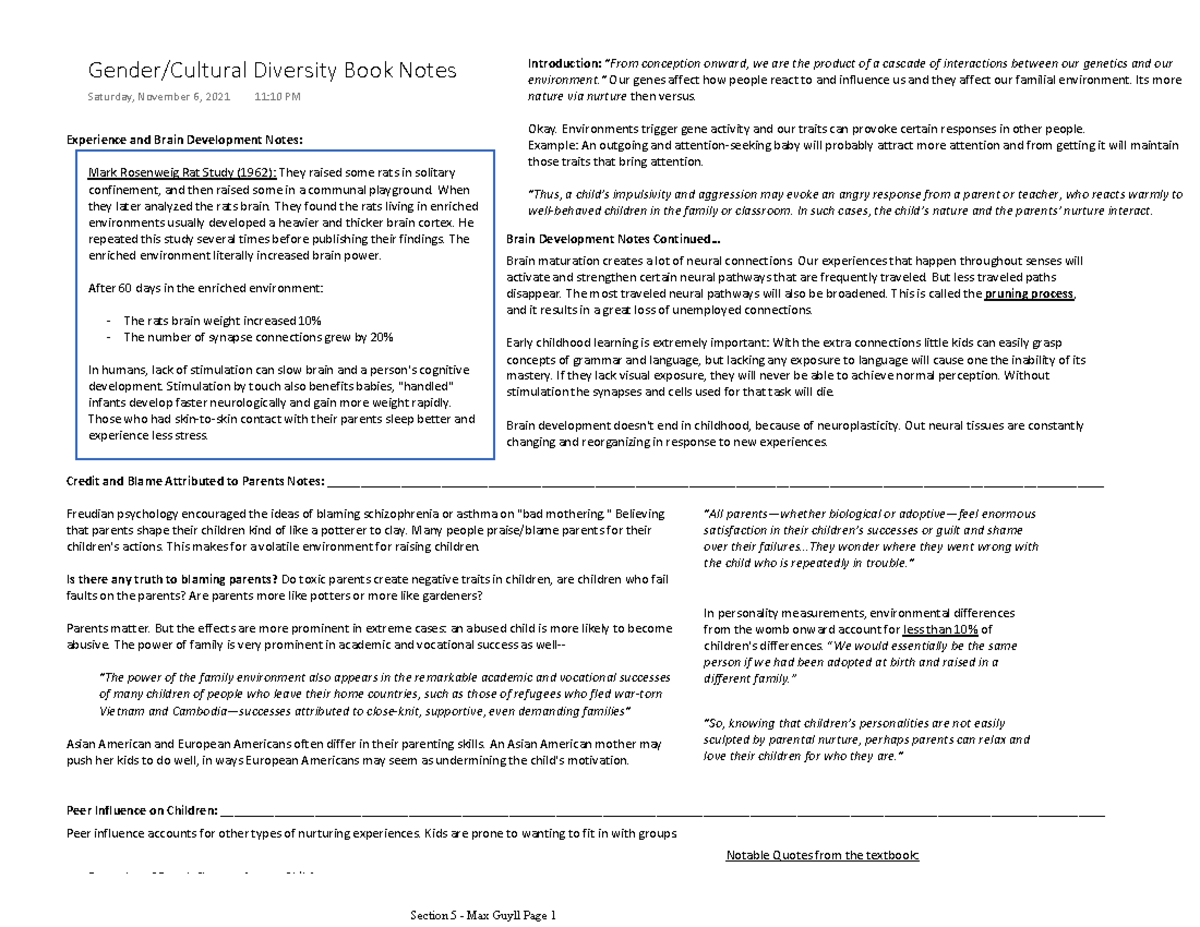 11-06-21 (M12) Gender Cultural Diversity Book Notes - Introduction ...