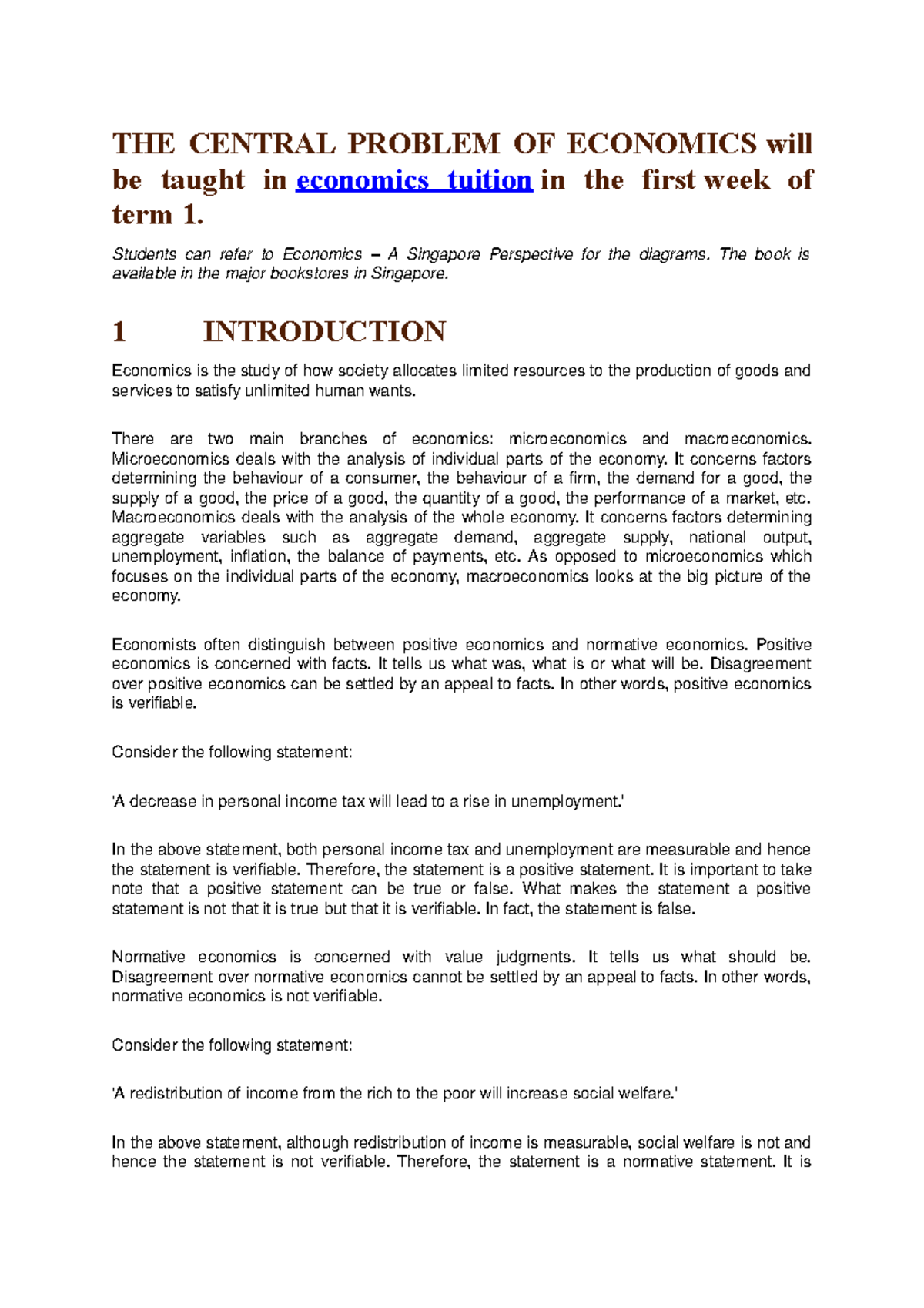 THE Central Problem OF Economics - THE CENTRAL PROBLEM OF ECONOMICS ...