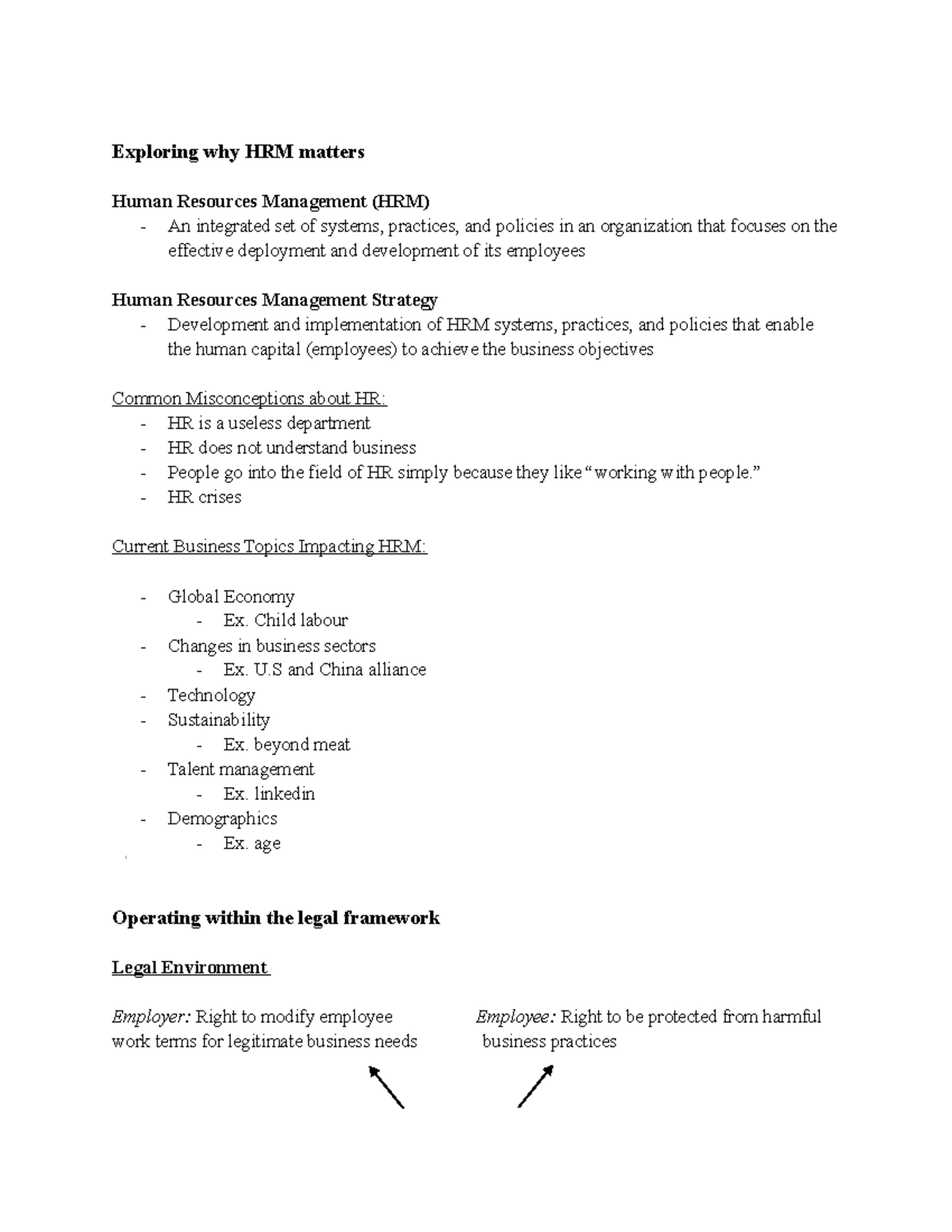 MHR Midterm - Exploring why HRM matters Human Resources Management (HRM ...