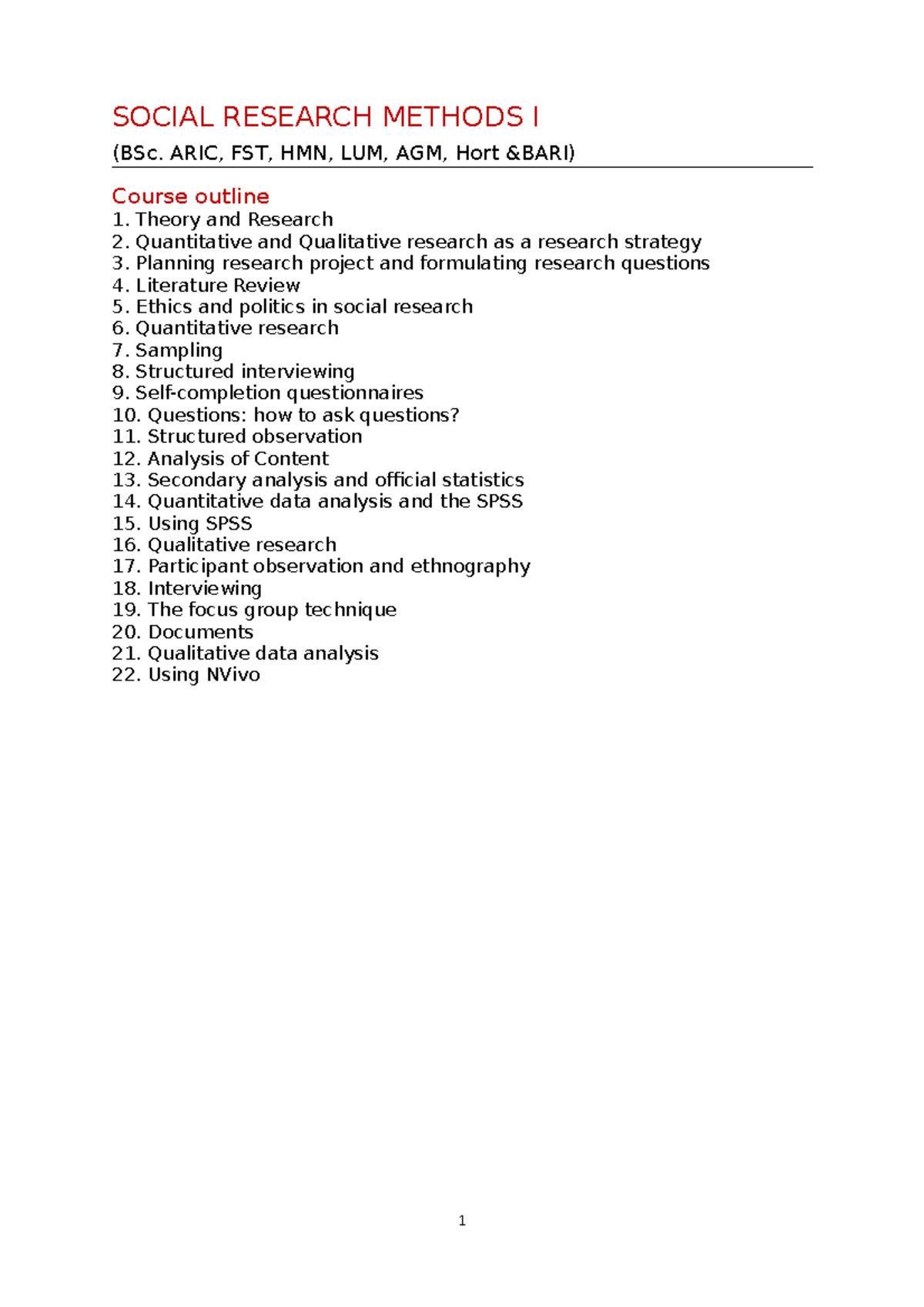 Social Research Methods I notes 2021 - SOCIAL RESEARCH METHODS I (BSc ...