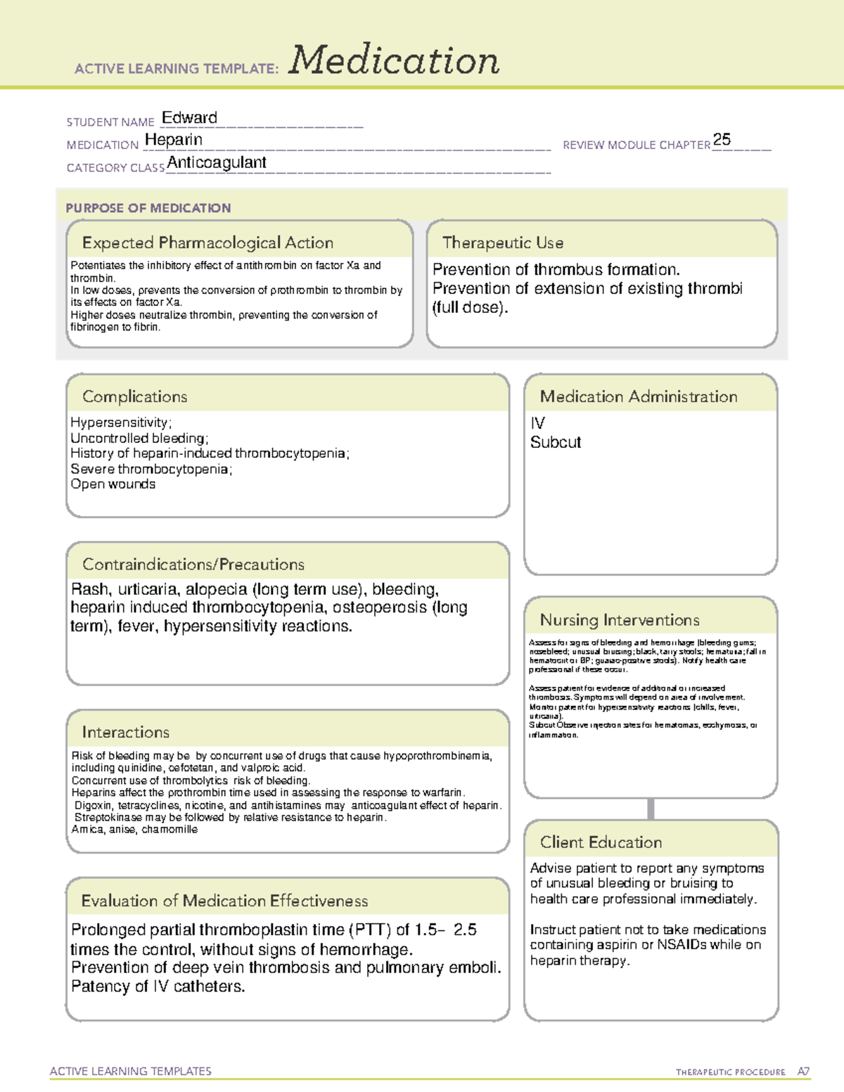 Management of care Heparin-Edward - ACTIVE LEARNING TEMPLATES ...