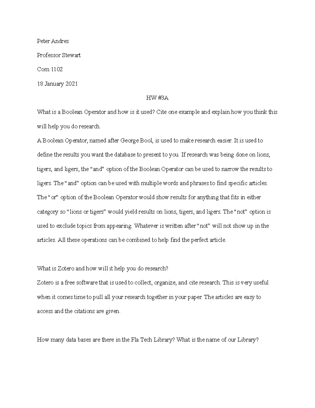 HW #3A - Basic information for successfully learning necessary material ...