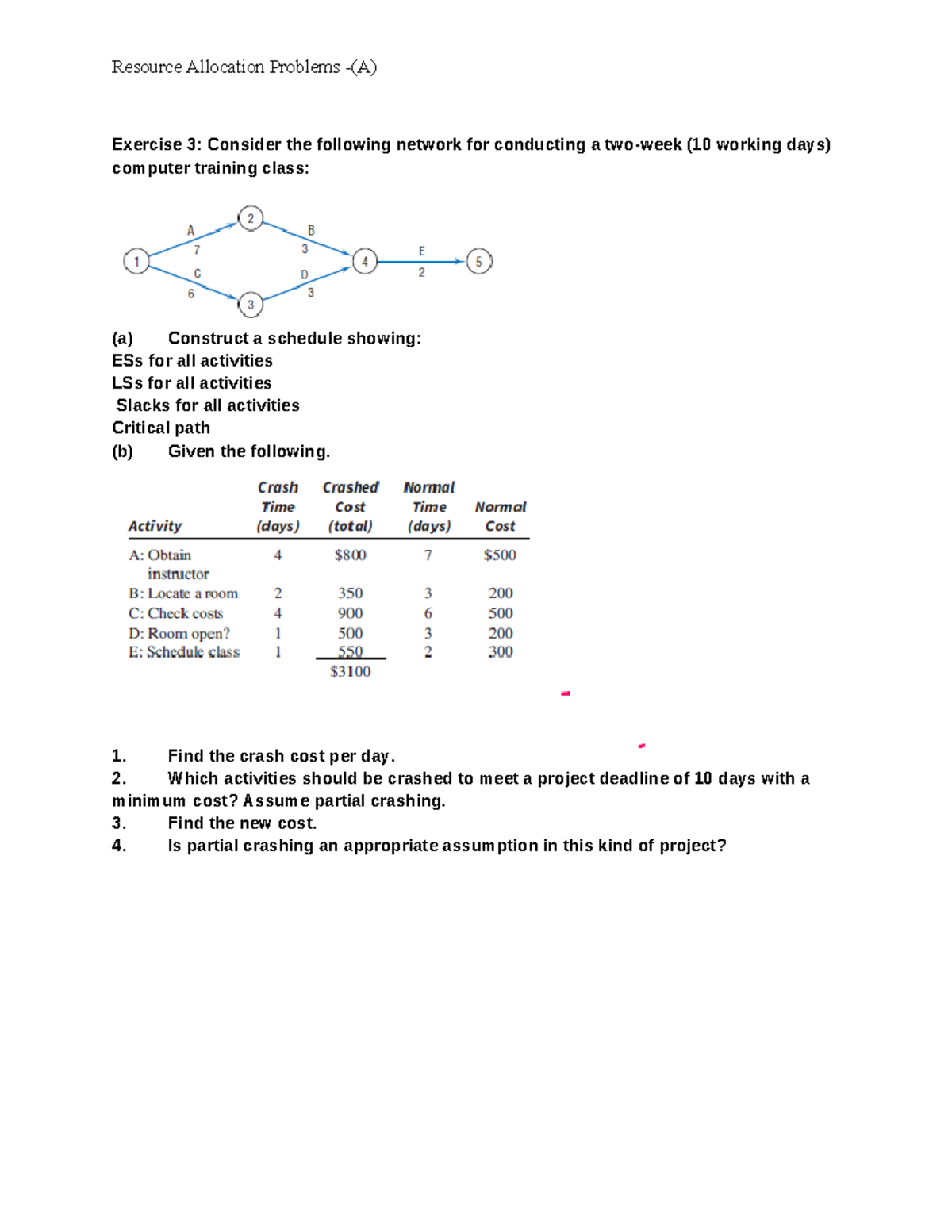 Assignment 1 - Resource allocation - Resource Allocation Problems -(A ...