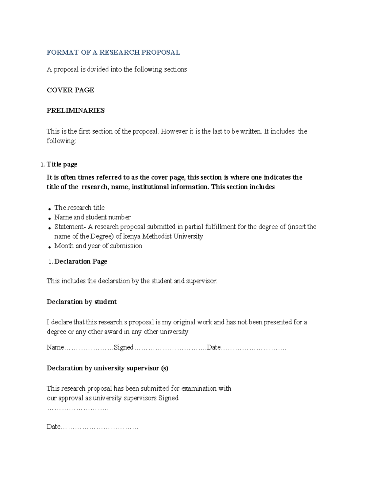 Format OF A Research Proposal - FORMAT OF A RESEARCH PROPOSAL A ...