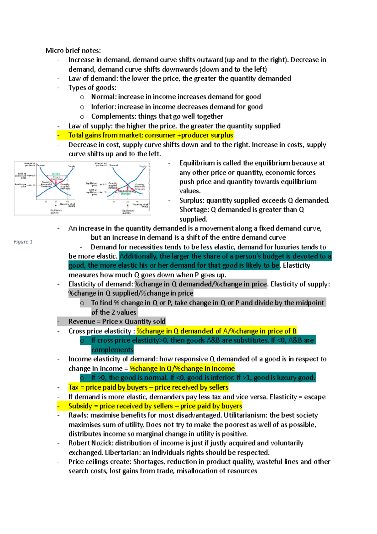 Microeconomics brief notes - Micro brief notes: - Increase in demand ...
