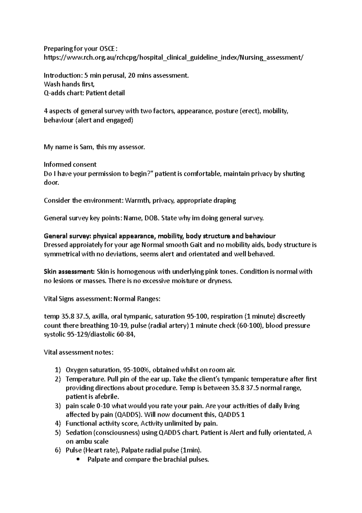 OSCE Script - Preparing for your OSCE: - Studocu