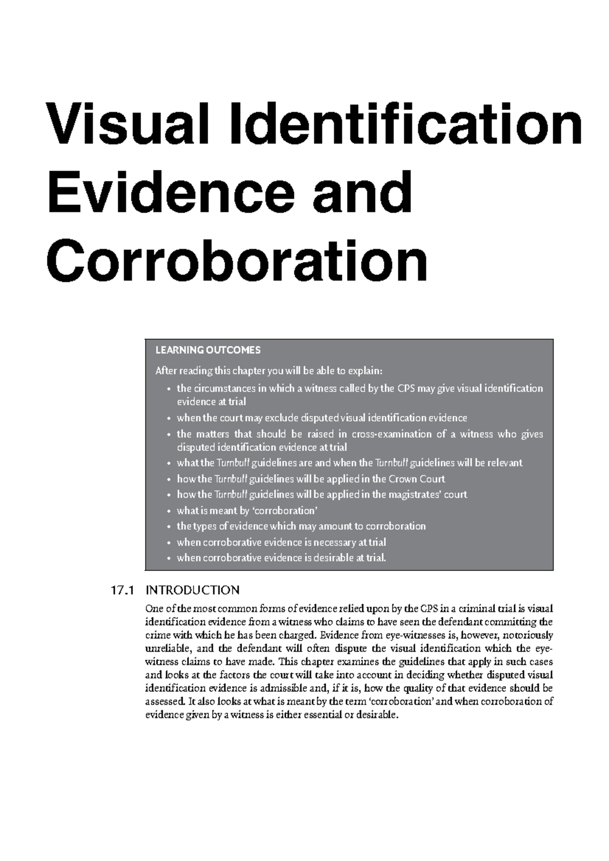 Visual Identification Evidence and Corroboration - Evidence from eye ...