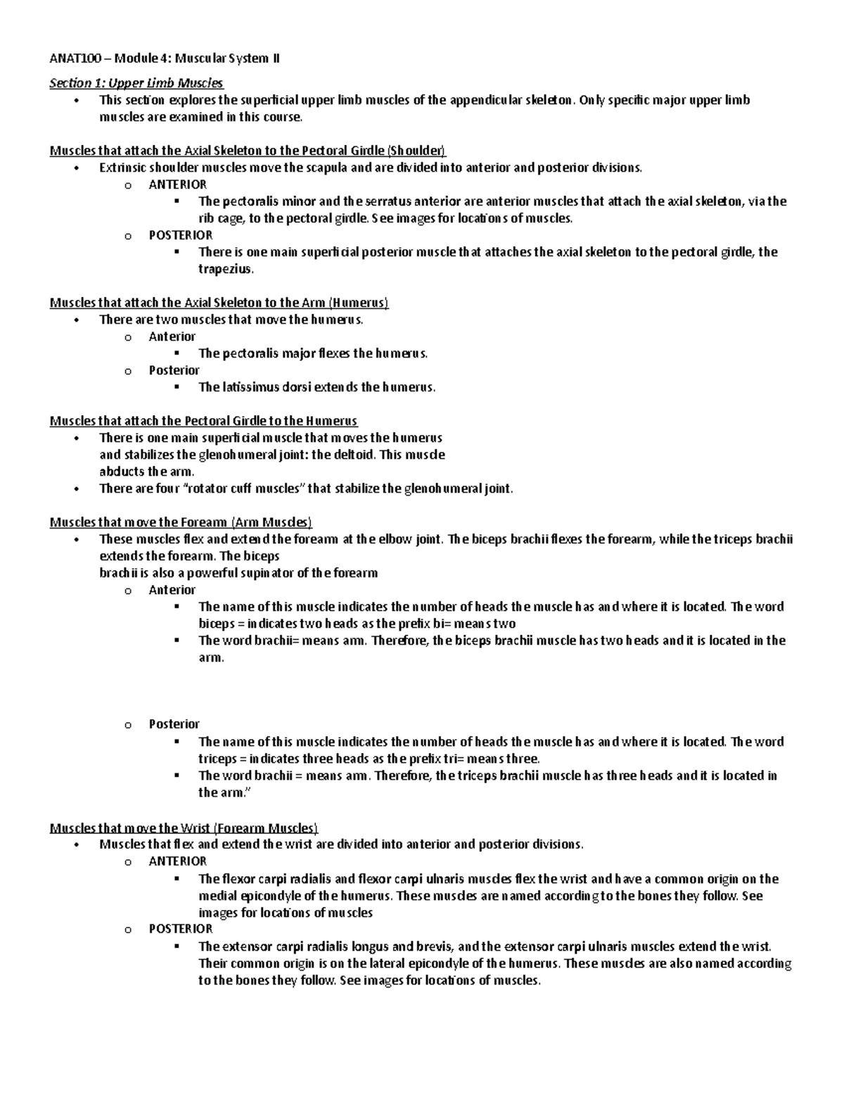 Module 4 - Mackenzie - ANAT100 – Module 4: Muscular System II Section 1 ...
