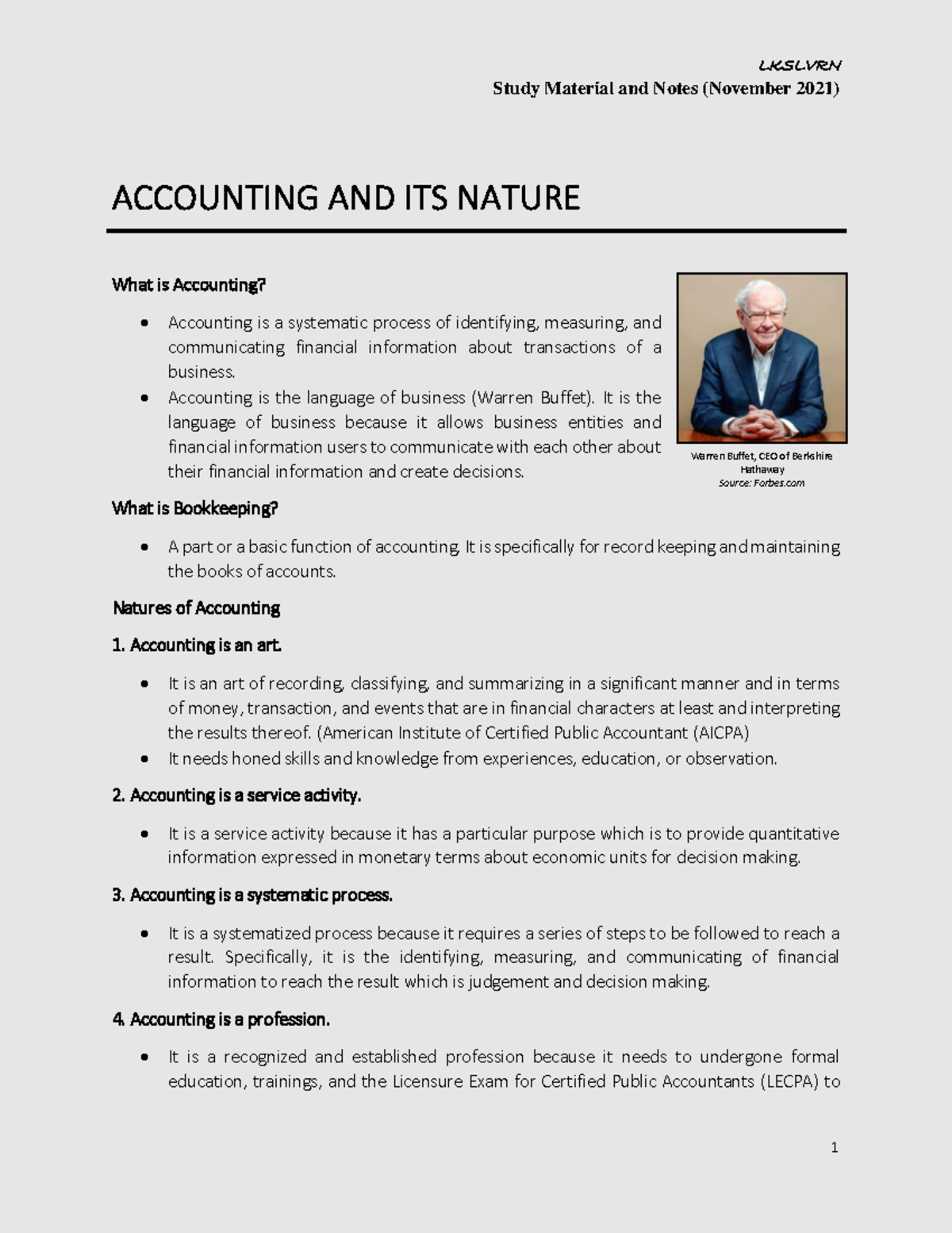 BSA&ABM study materials Accounting and its Nature - LKSLVRN Study ...