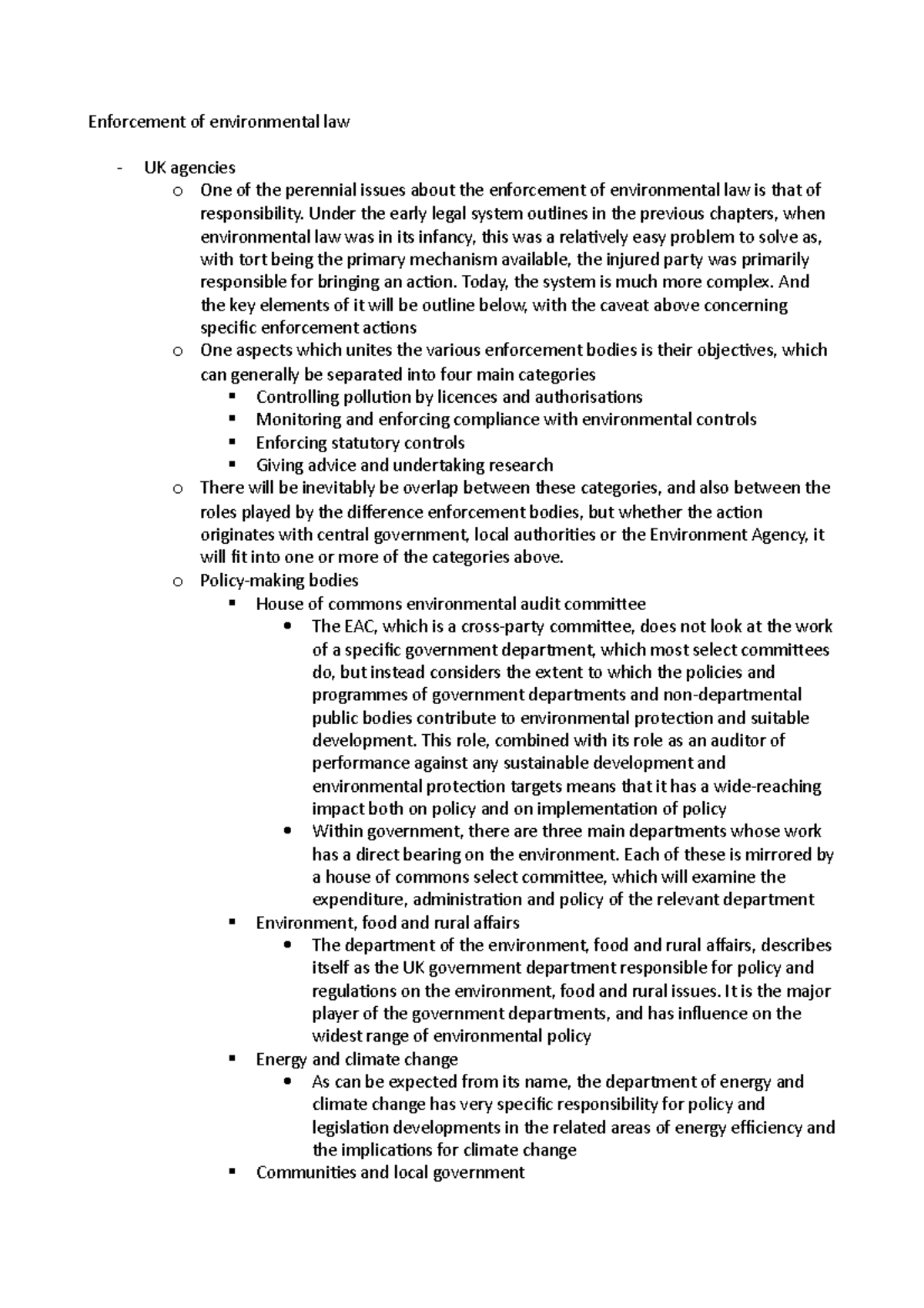 Lecture 4 - Enforcement of environmental law - Enforcement of ...