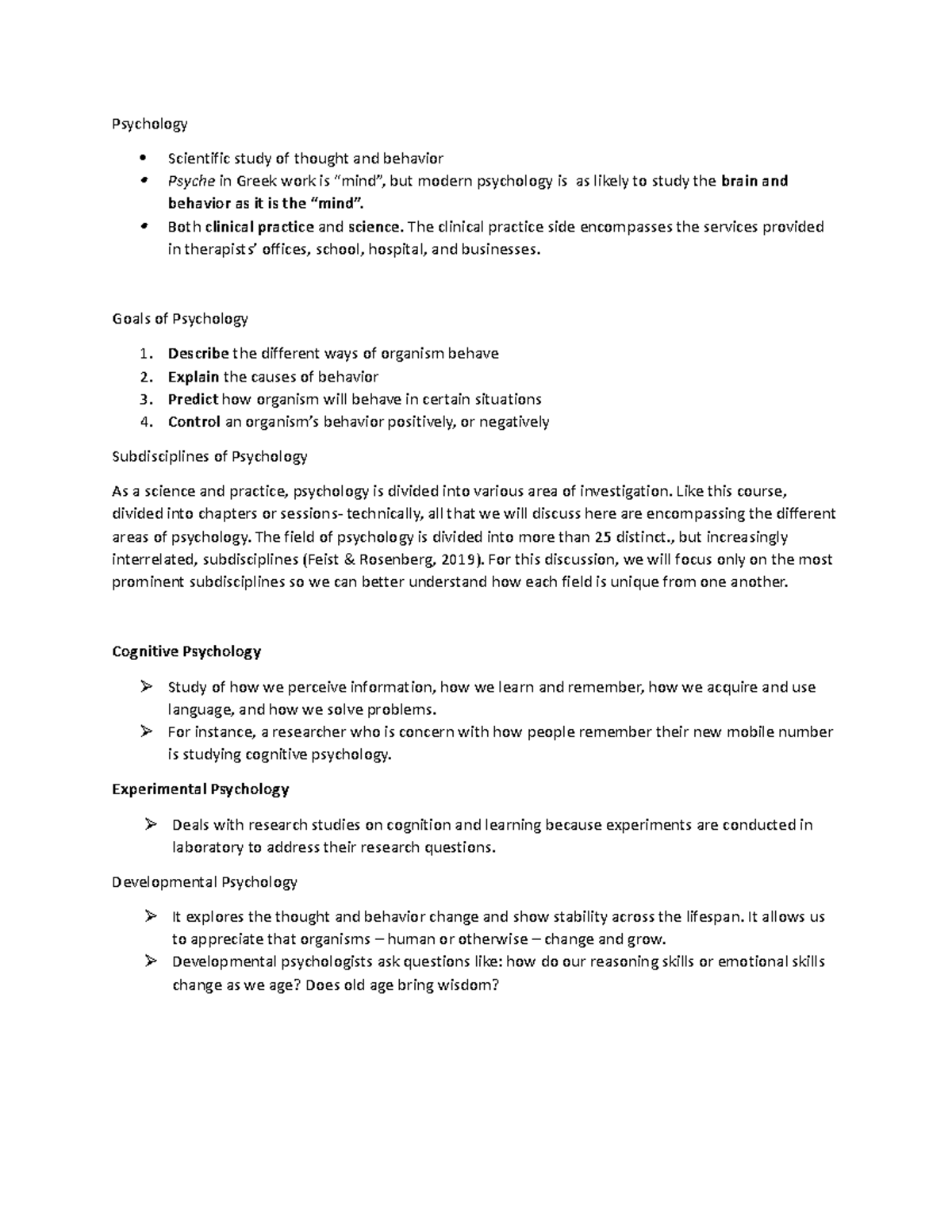 Intro to psyche P1 - Copy - Psychology Scientific study of thought and ...