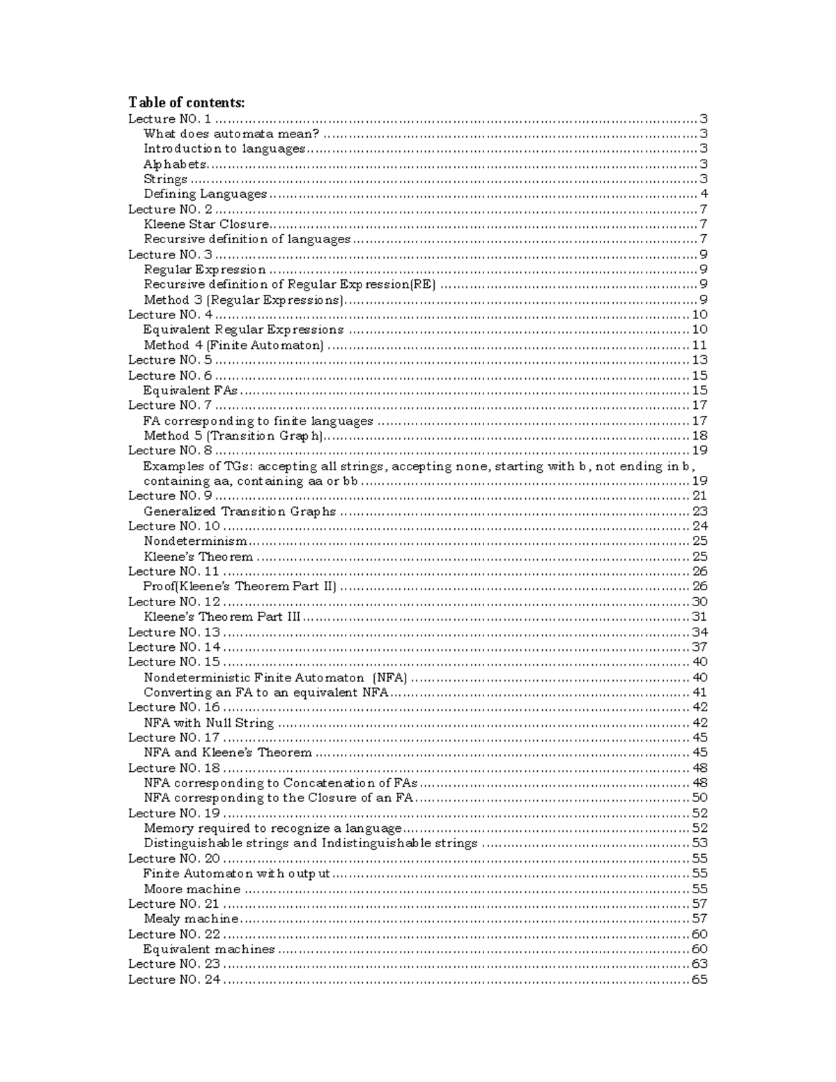 Vu handouts - Ggfg - Table of contents: - Studocu
