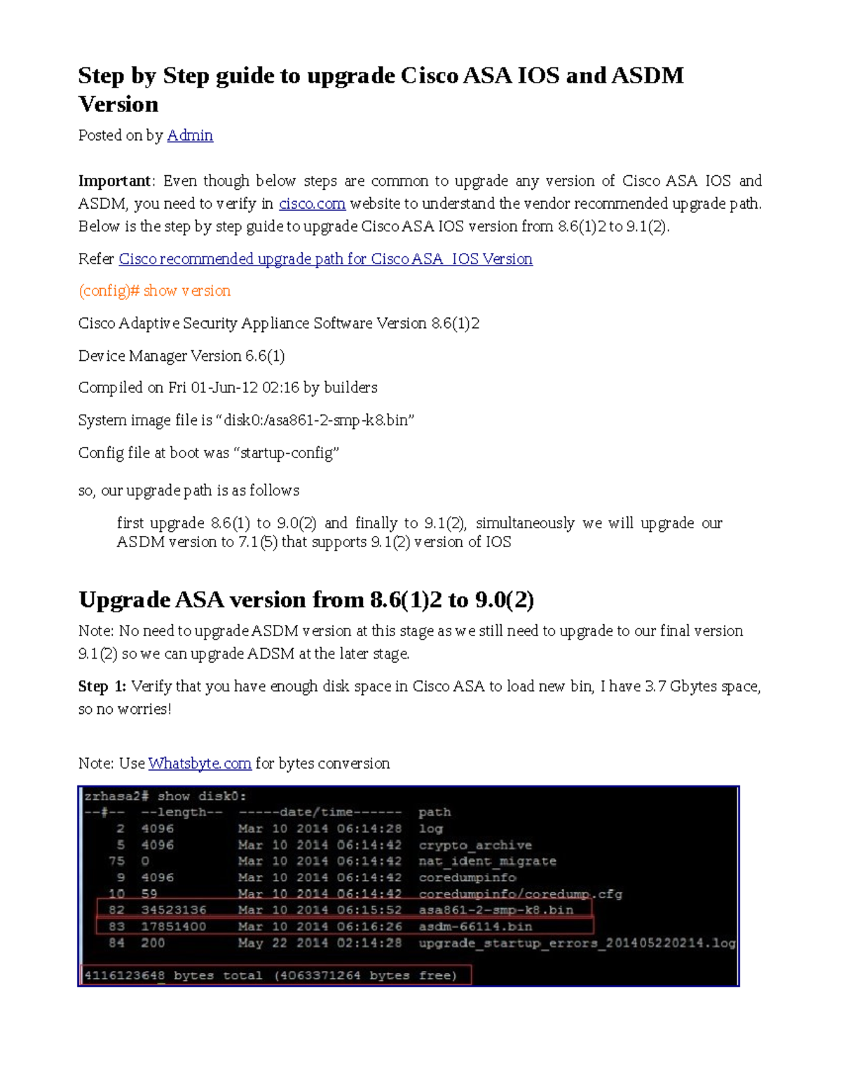 Actualizar IOS de ASA 5505 - Step by Step guide to upgrade Cisco ASA ...