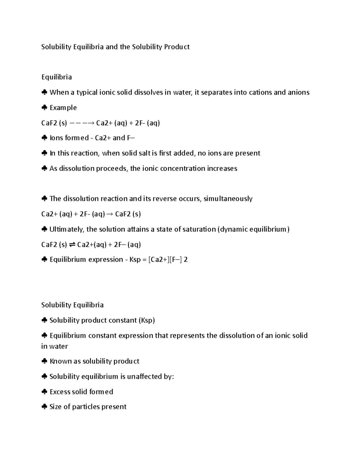 115 - Solubility Equilibria and the Solubility Product - Solubility ...