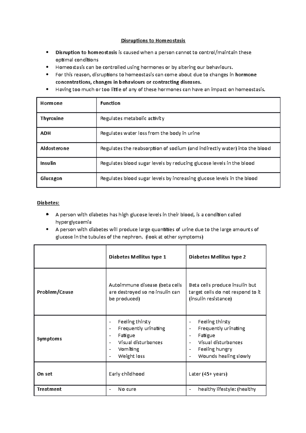 Disruptions to homeostasis - For this reason, disruptions to ...