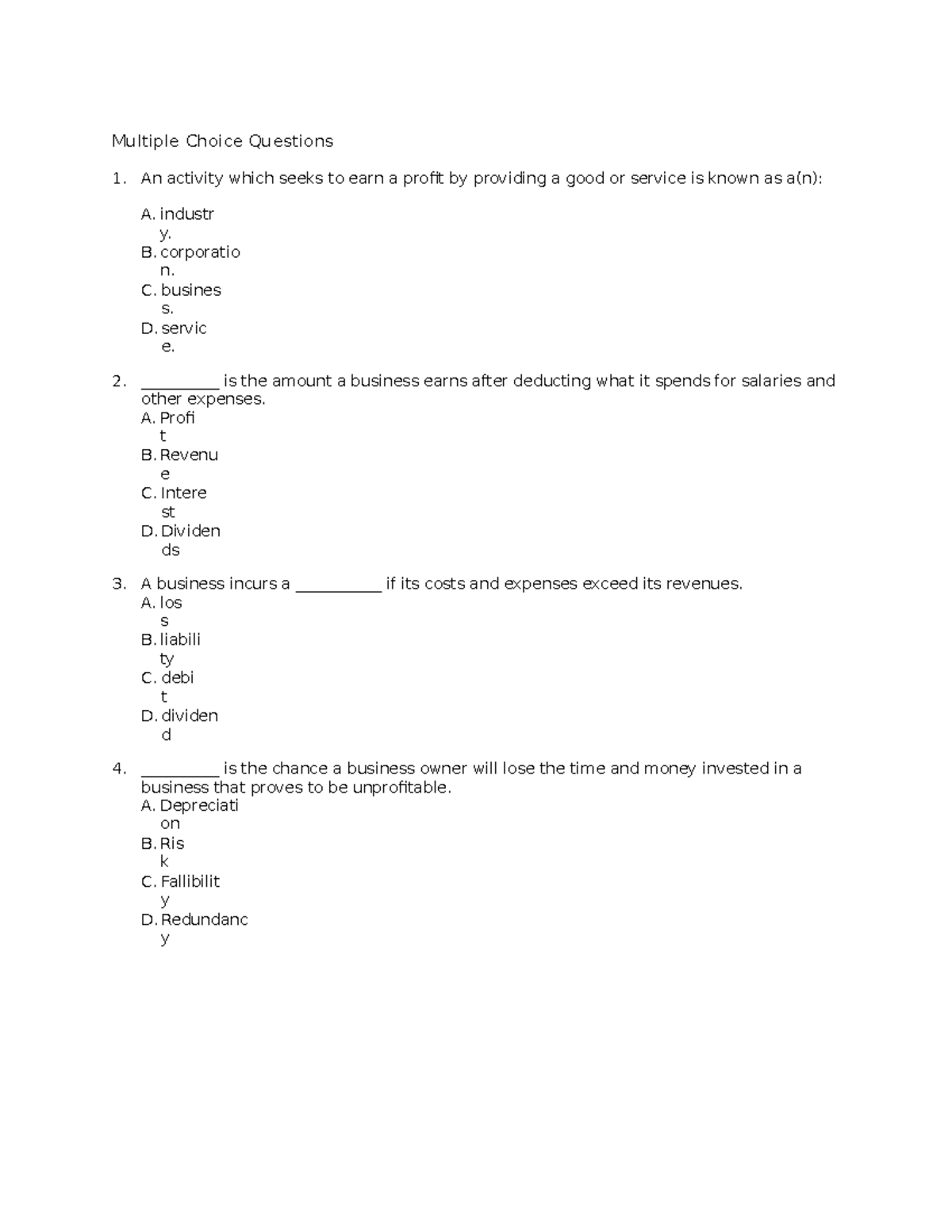 Practice Test 1 No Key - Writing IE2 - Multiple Choice Questions An ...