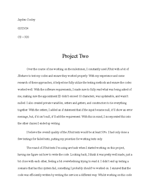 CS 305 Project Two - CS 305 Project Two Practices for Secure Software Report Table of Contents ...