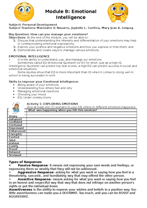 Personal Development Modules 1-3 - Personal Development Quarter 1 ...