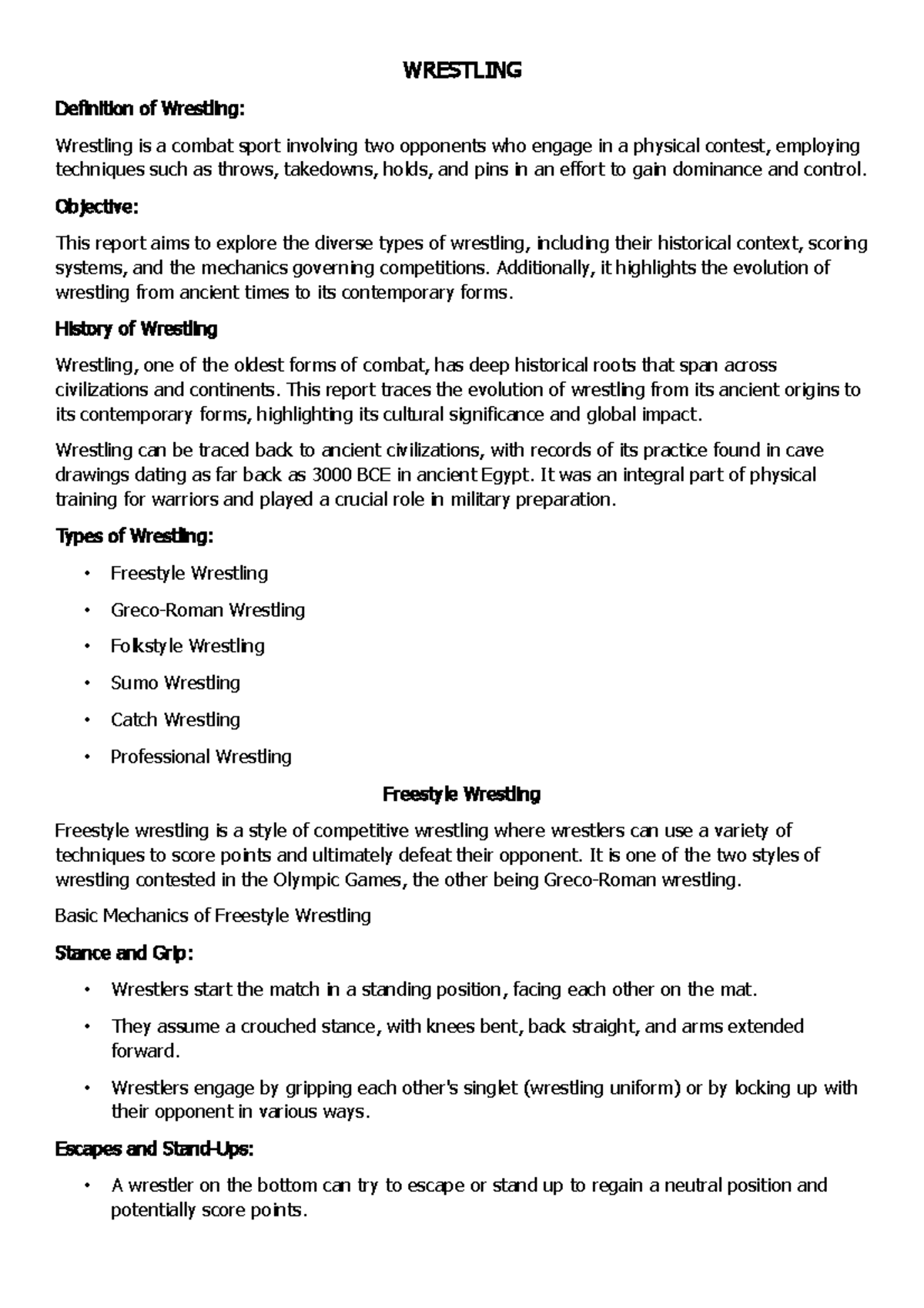 Wrestling - WRESTLING Definition of Wrestling: Wrestling is a combat ...