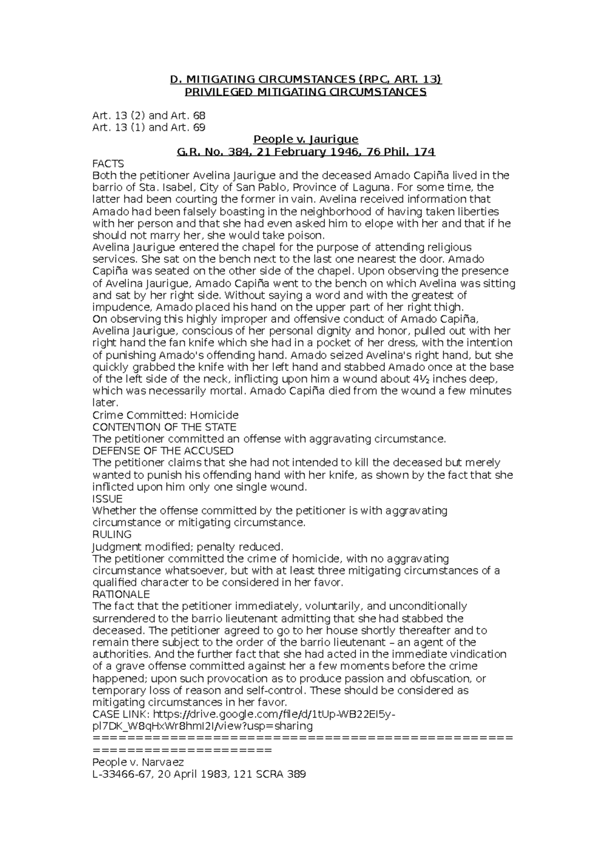 Article 11 Case Digest Criminal Law - D. MITIGATING CIRCUMSTANCES (RPC ...