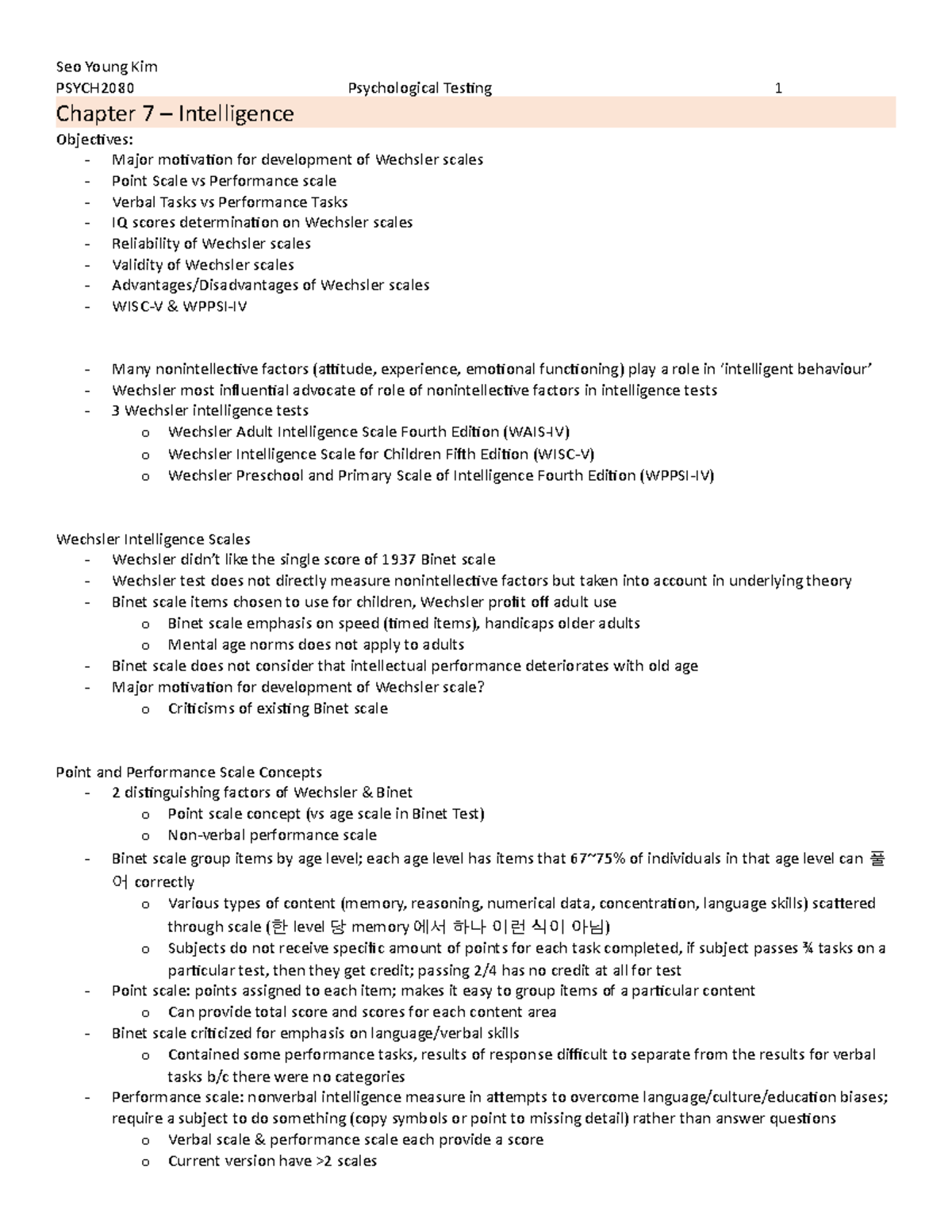 Chapter 7 Intelligence - Textbook Notes - PSYCH2080 Psychological ...